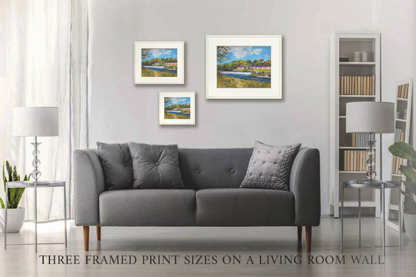 Print | Painting of cottages on the River Liffey at Lucan, Co Dublin ...
