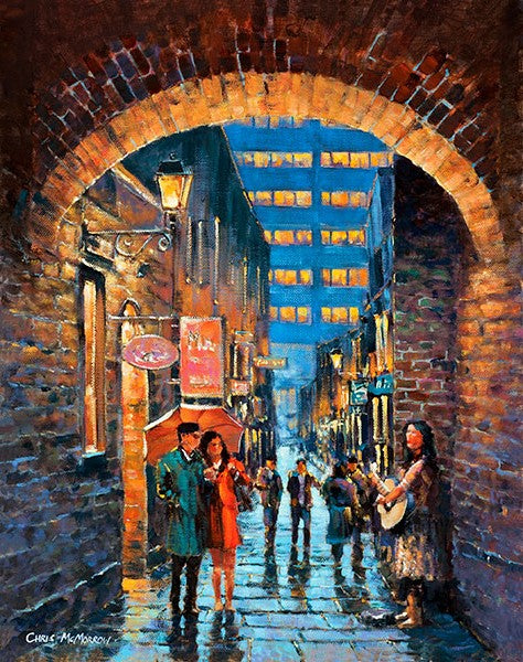 Print | Painting of a girl busking under the Merchant's Arch, Dublin ...